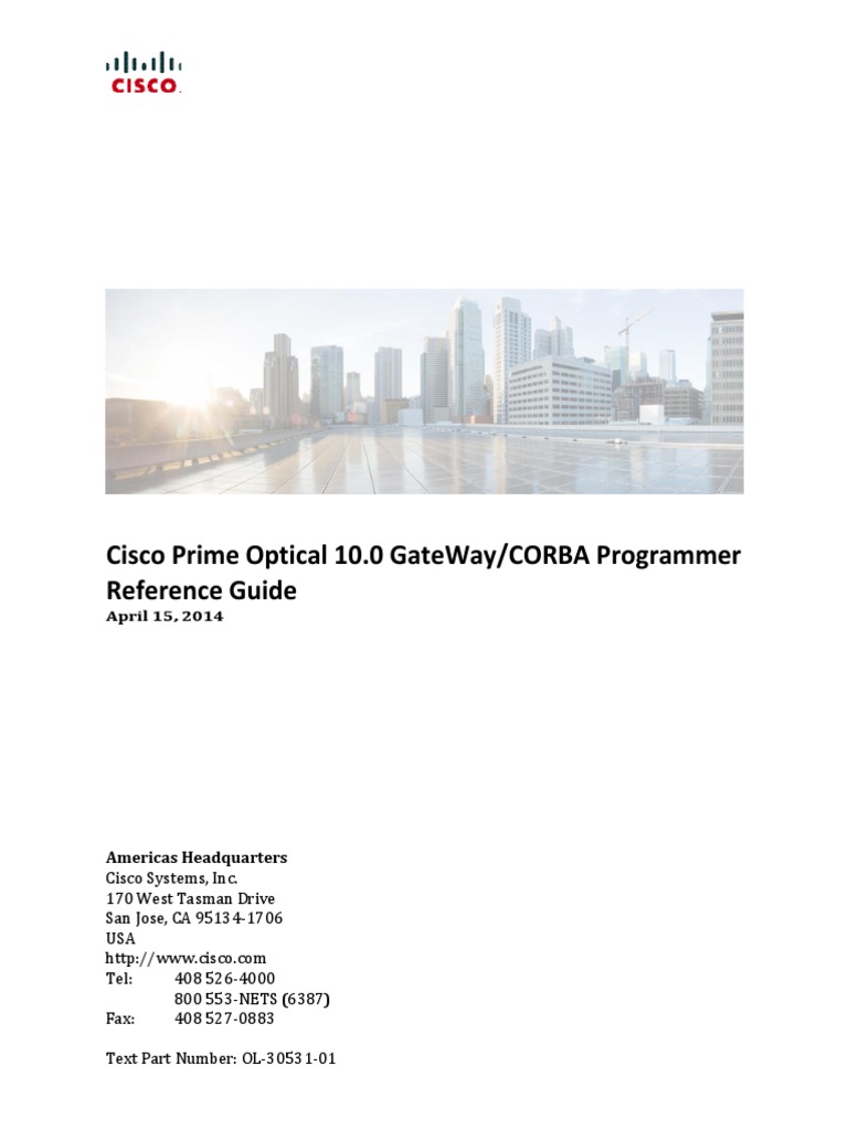 CiscoPrimeOptical 10 0 CORBA Programmer Reference Guide | PDF