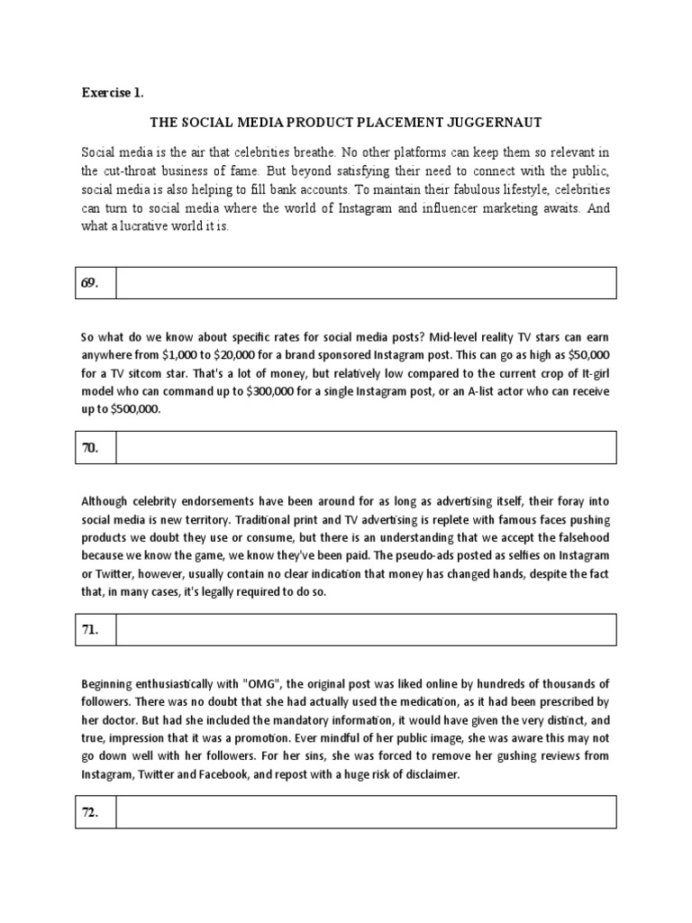 ADVANCED READING EXERCISE | PDF