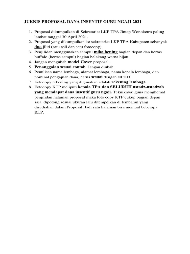 Panduan Proposal Insentif Guru Ngaji | PDF | Karier & Perkembangan