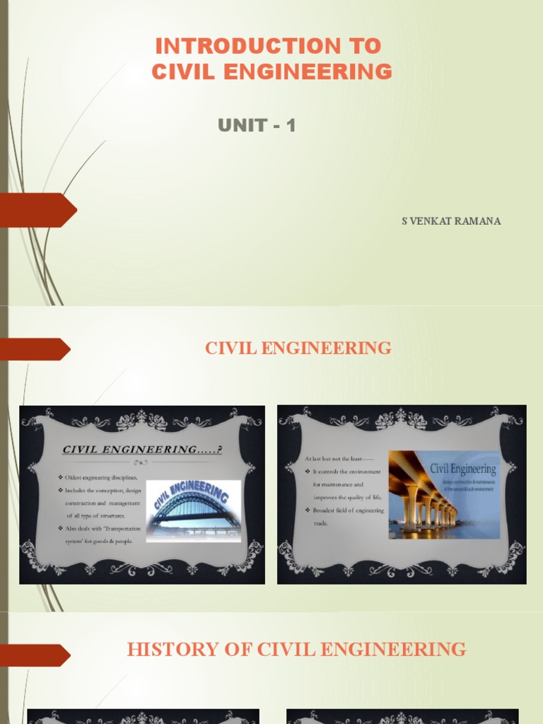 Introduction To Civil Engineering: Unit - 1 | PDF | Civil Engineering | Dam