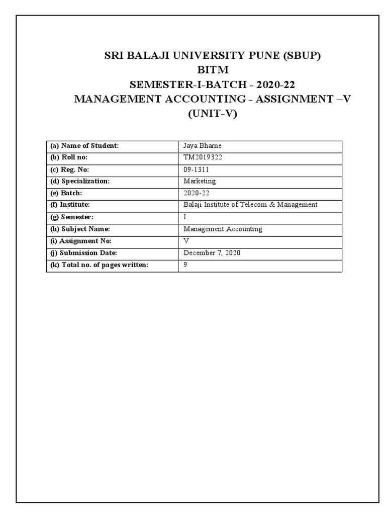 Sri Balaji University Pune (Sbup) Bitm SEMESTER-I-BATCH - 2020-22 ...