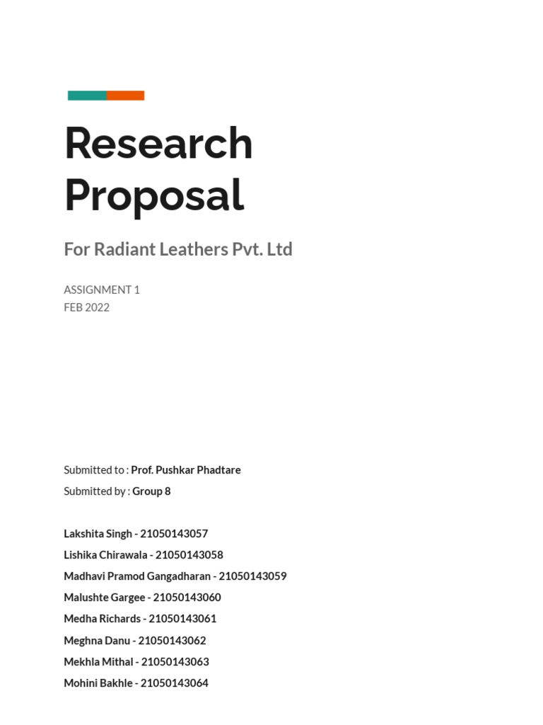 Research Proposal For Radiant Leathers | PDF | Sampling (Statistics) | Statistics