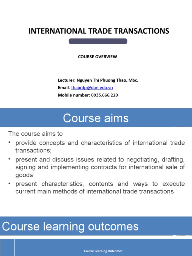Chapter 1 Overview of International Trade Transactions | PDF ...