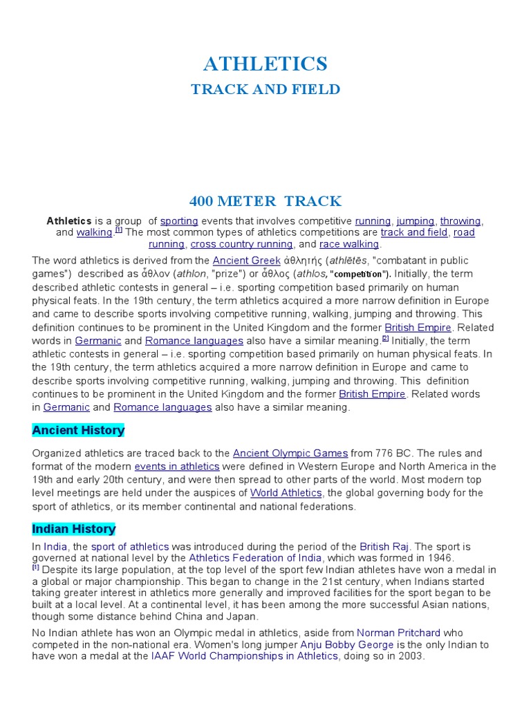 Athletics: Track and Field | PDF | Track And Field | Sport Of Athletics
