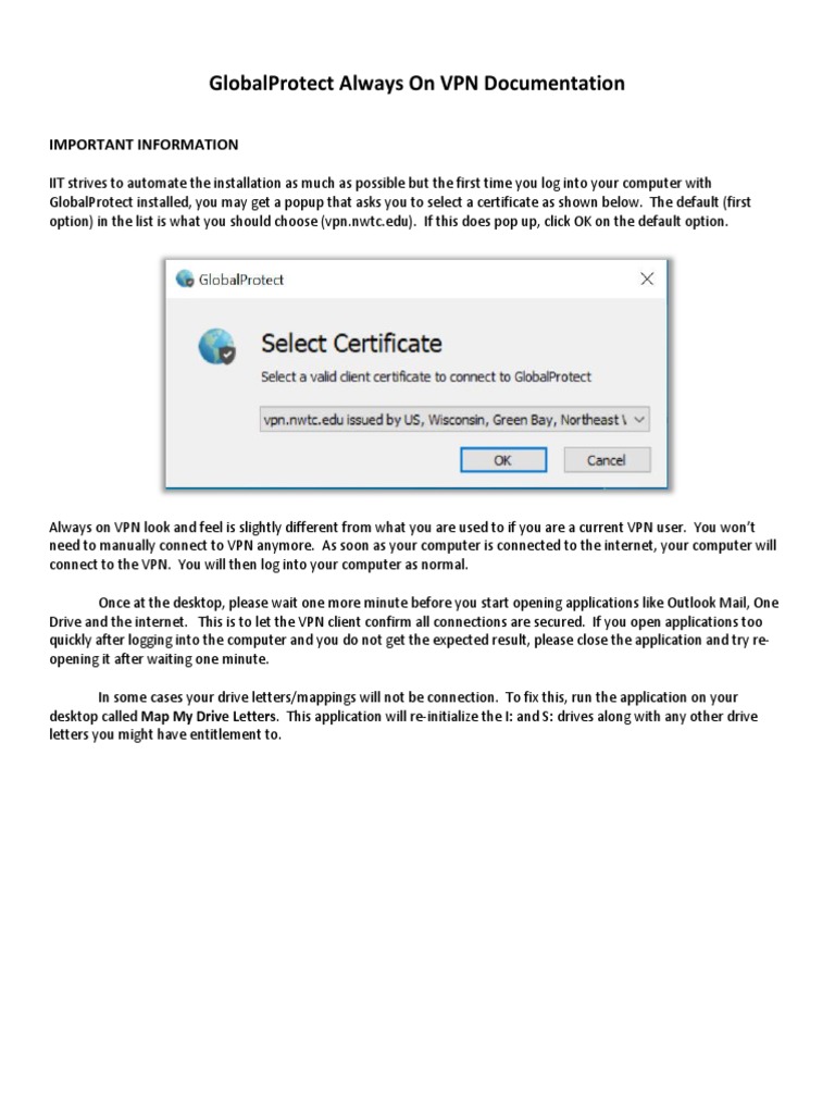Globalprotect Always On VPN Documentation: Important Information | PDF ...