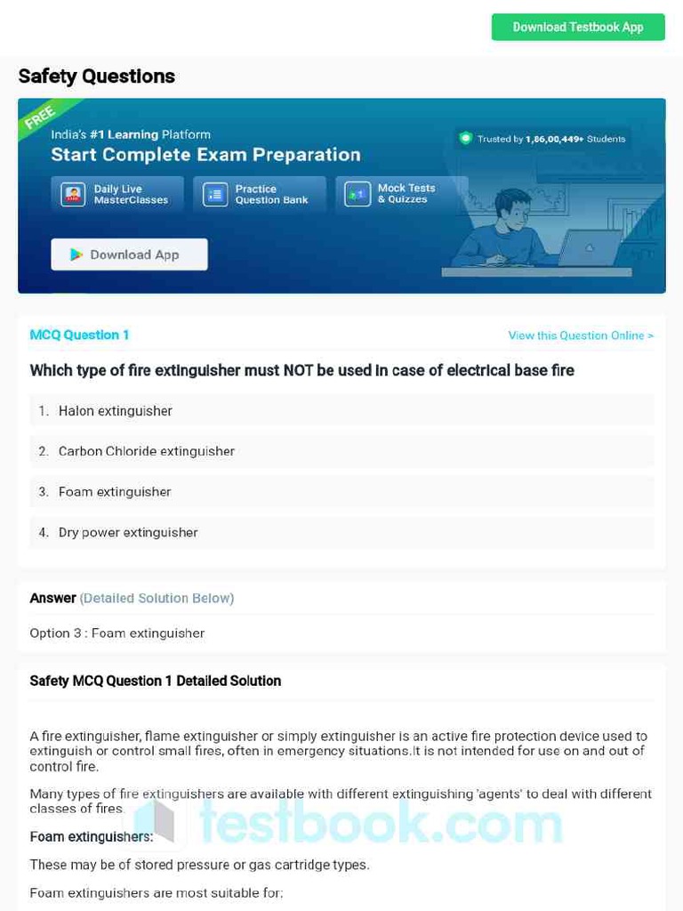 MCQ On Safety 5fd0c116a8246c59d64d658a | PDF