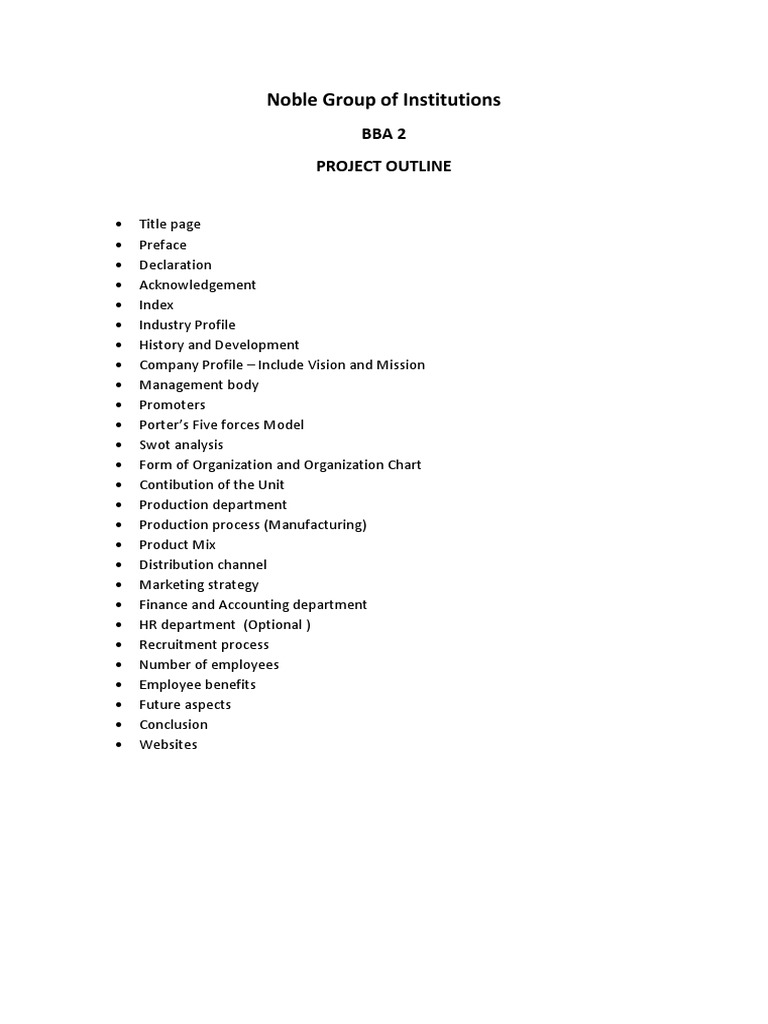 BBA - Project Index | PDF