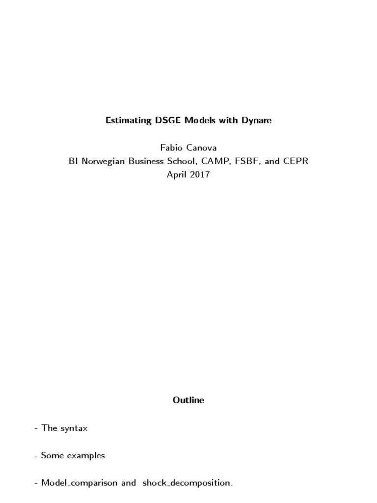 Estimating DSGE Models With Dynare | PDF | Kalman Filter | Estimation Theory