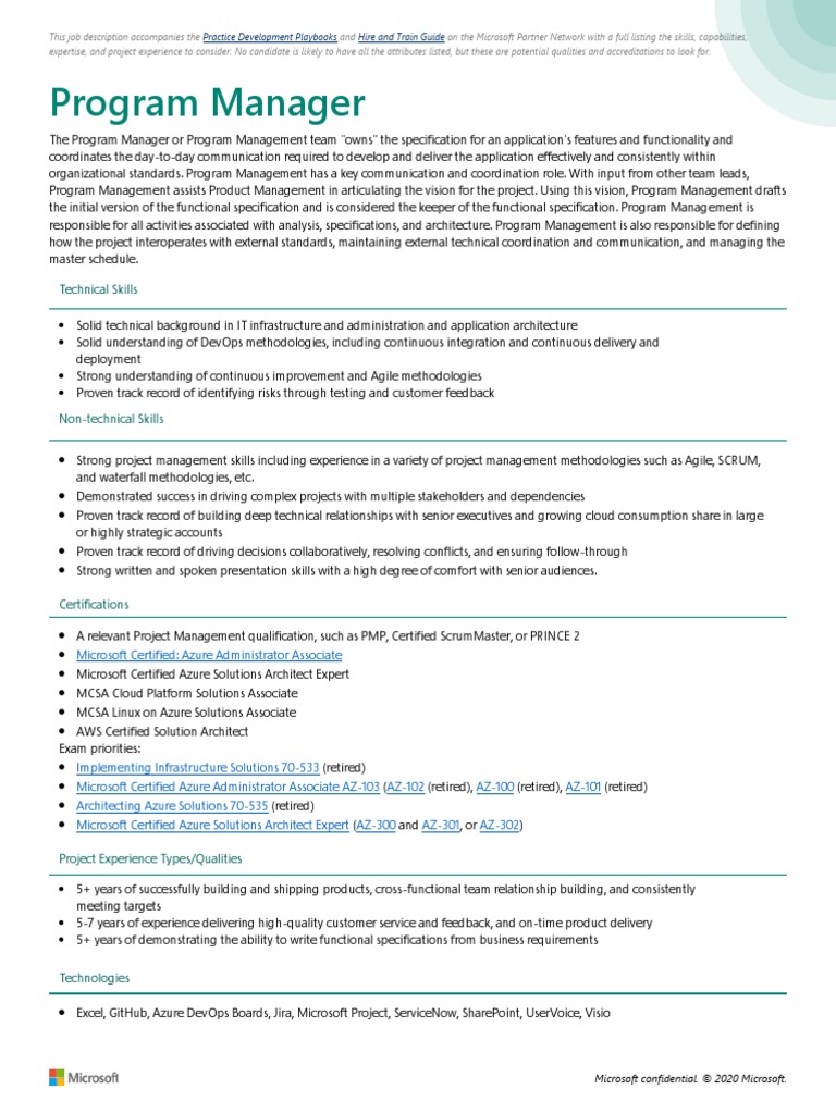 Program Manager: Technical Skills | PDF | Computing | Business