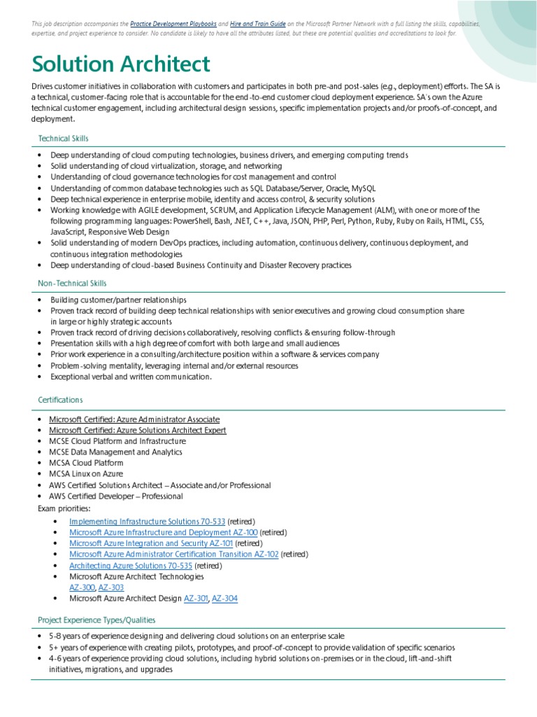 Solution Architect | PDF | Microsoft Azure | Cloud Computing