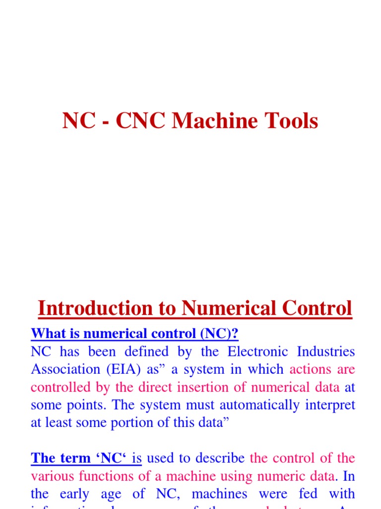 Introduction To NC - CNC Machines | PDF | Numerical Control | Cartesian ...