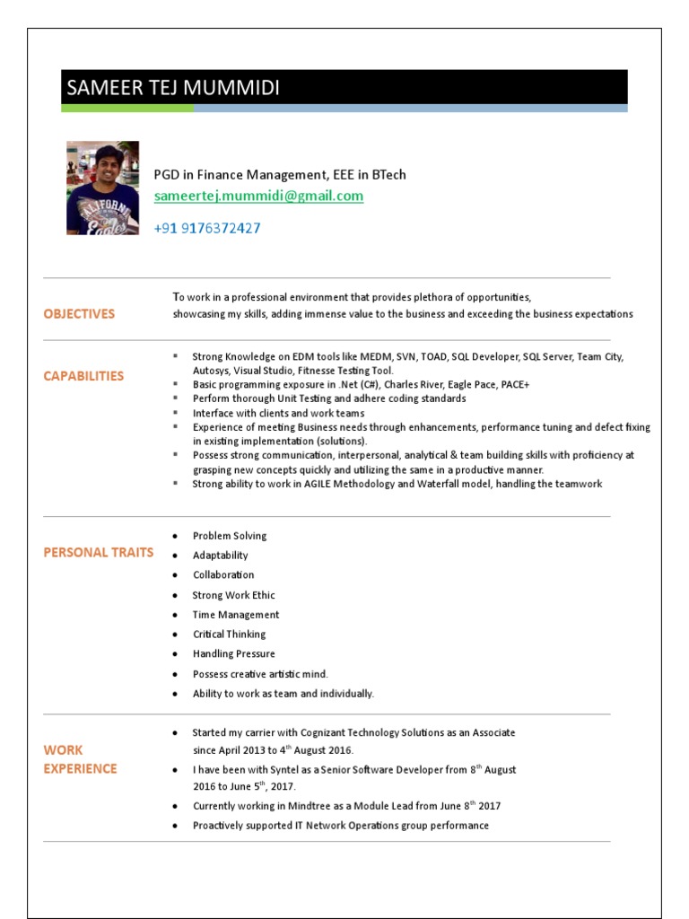 Sameer Resume | PDF | Investment Management | Microsoft Sql Server