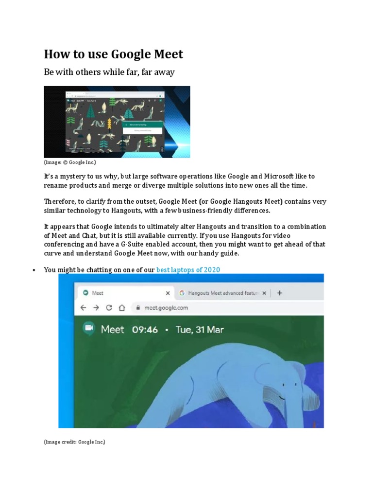 How To Use Google Meet: Be With Others While Far, Far Away | PDF ...