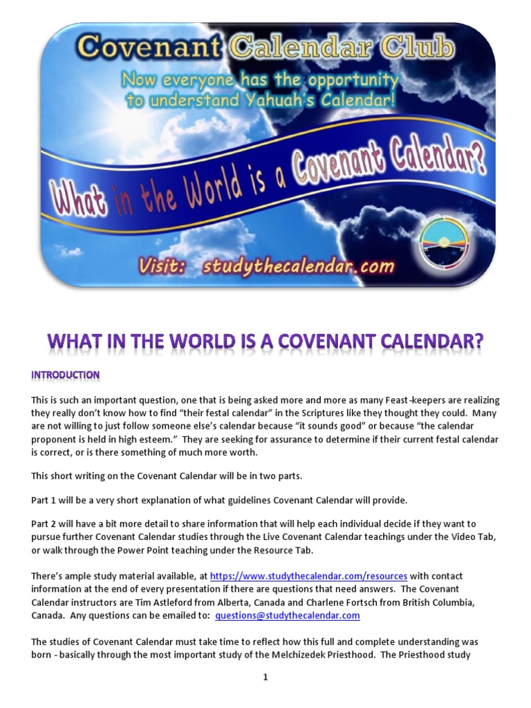 Covenant Calendar Guide | PDF | Dawn | Twilight
