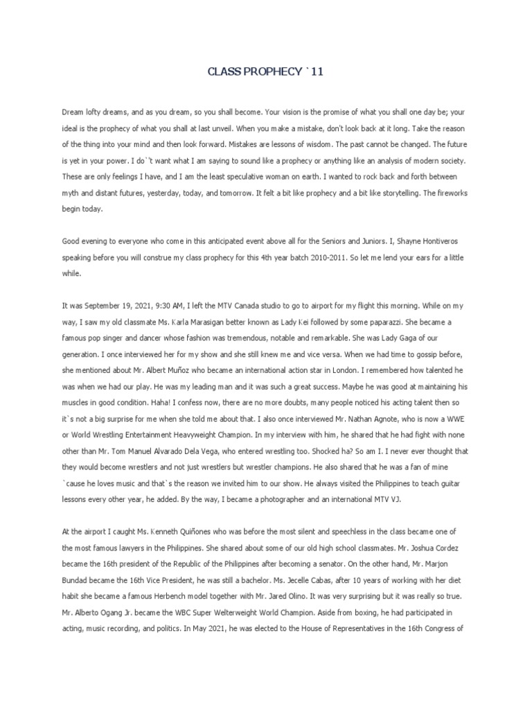 Class Prophecy | PDF