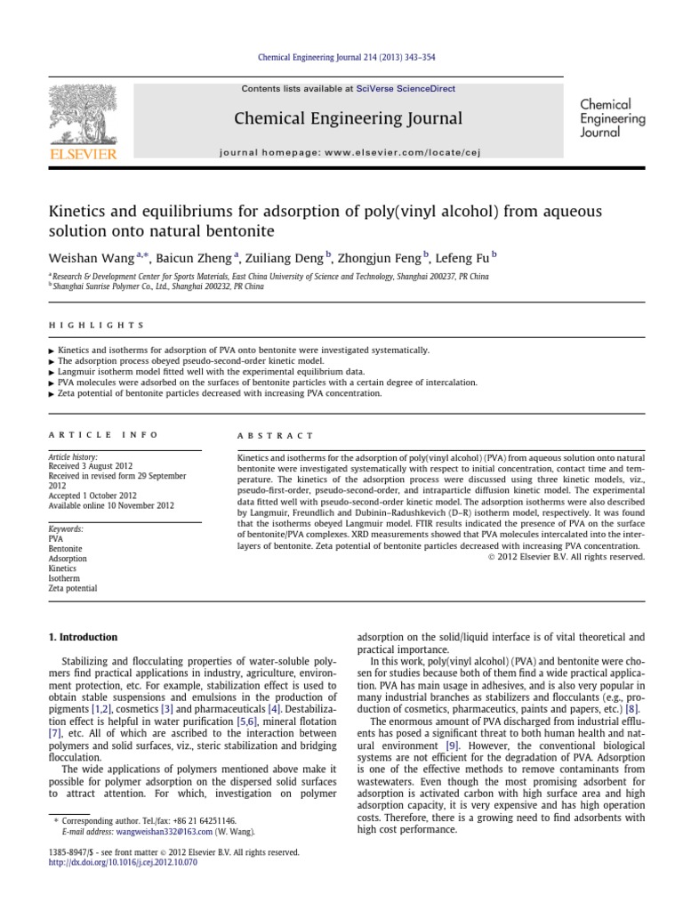 Wang 2013 | PDF | Adsorption | Physical Sciences