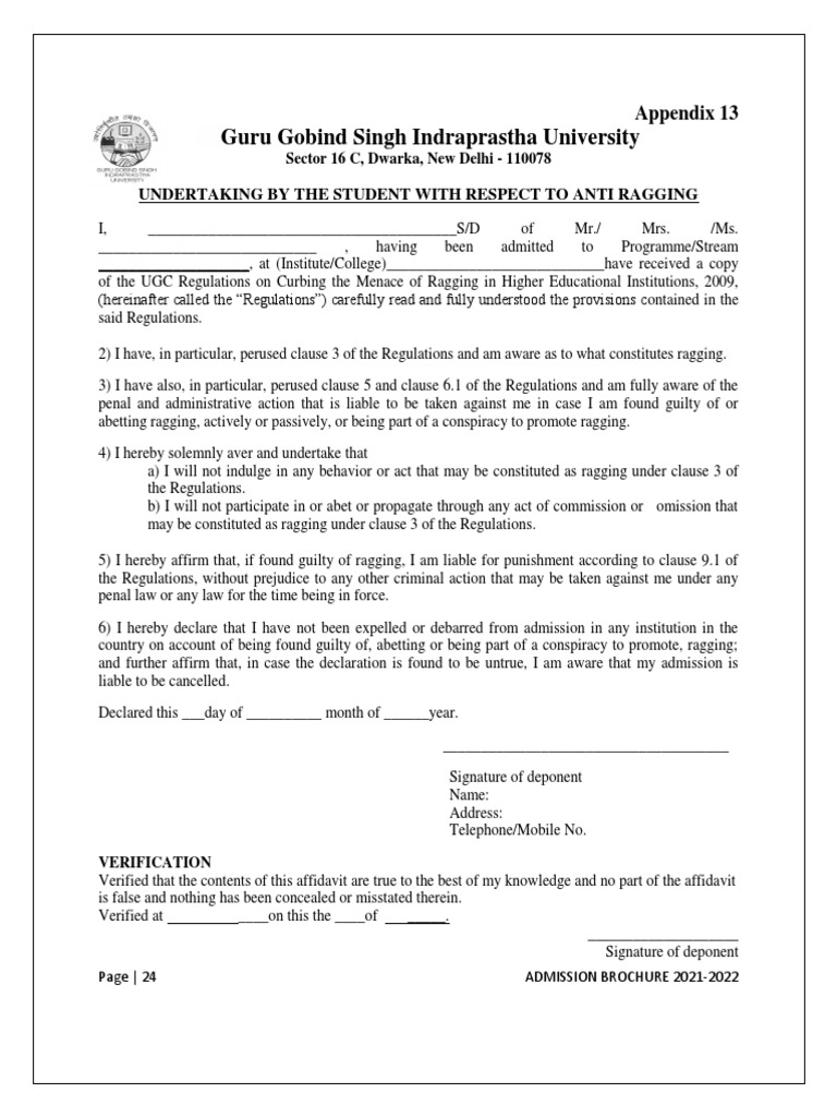 Anti Ragging Certificate | PDF | Affidavit | Social Institutions