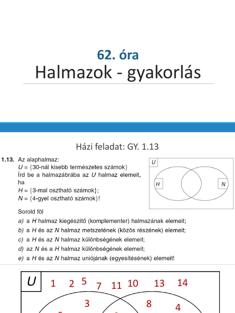 62 Halmazok Gyakorlás | PDF