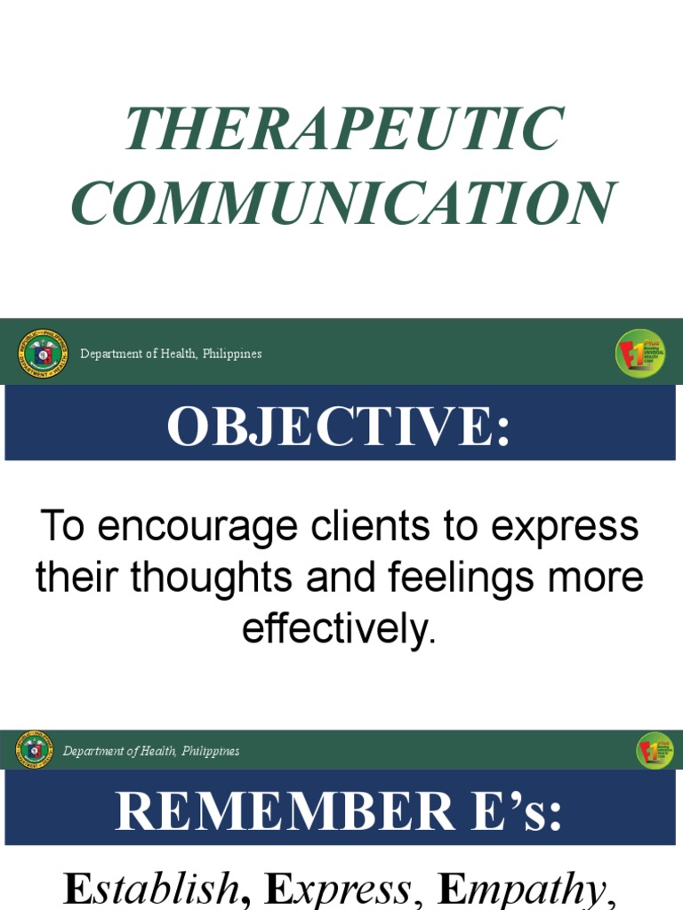 Therapeutic Communication: Department of Health, Philippines | PDF ...