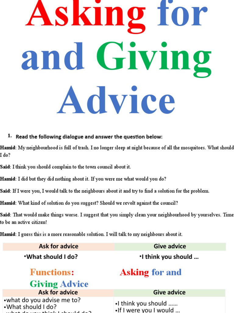 Asking Giving Advice | PDF