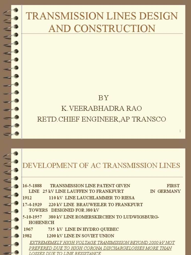 Transmission Lines Design and Construction: BY K.Veerabhadra Rao Retd ...