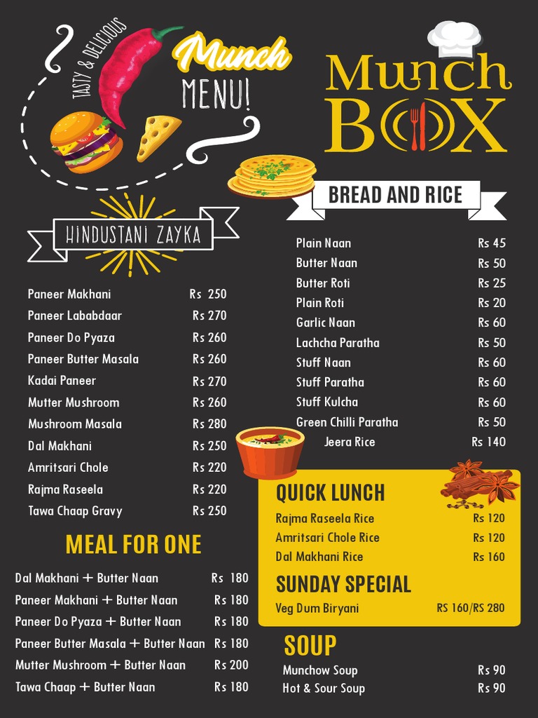 Munch Box Updates Menu | PDF | Hamburgers | Cuisine