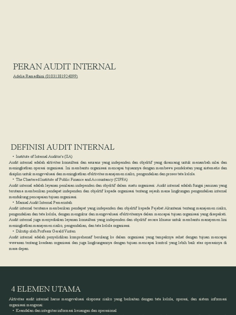 Peran Audit Internal dalam Organisasi | PDF