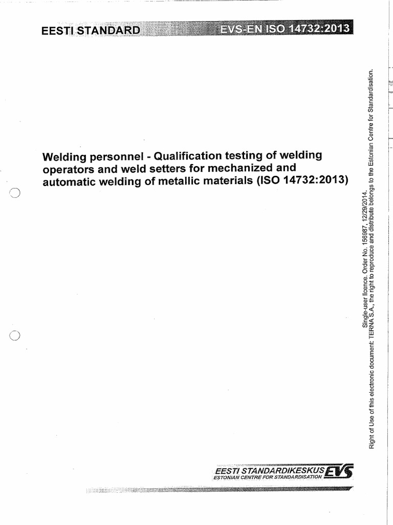 Evs - en Iso 14732 - 2013 | PDF