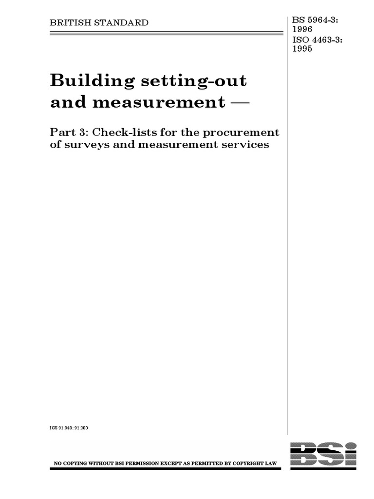 BS 5964-3-1996-ISO 4463-3-1995-Building Setting-Out and Mea | PDF | Surveying | Accuracy And ...