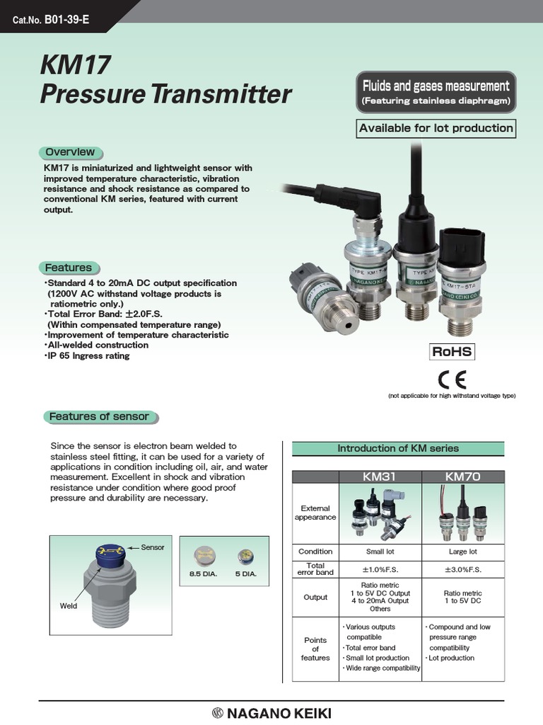 KM17 Pressure Transmitter: Fluids and Gases Measurement | PDF | Direct ...