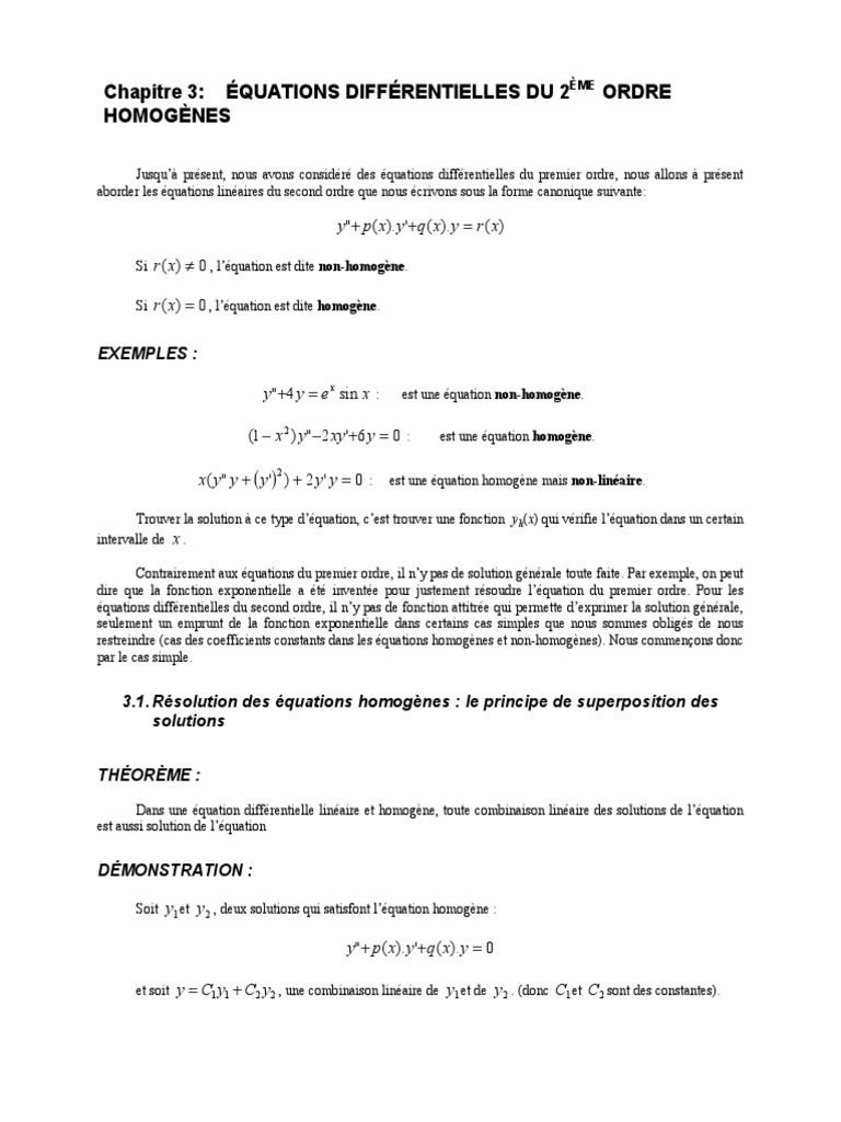 Équations Différentielles du 2ème Ordre | PDF | Équations | Concepts ...