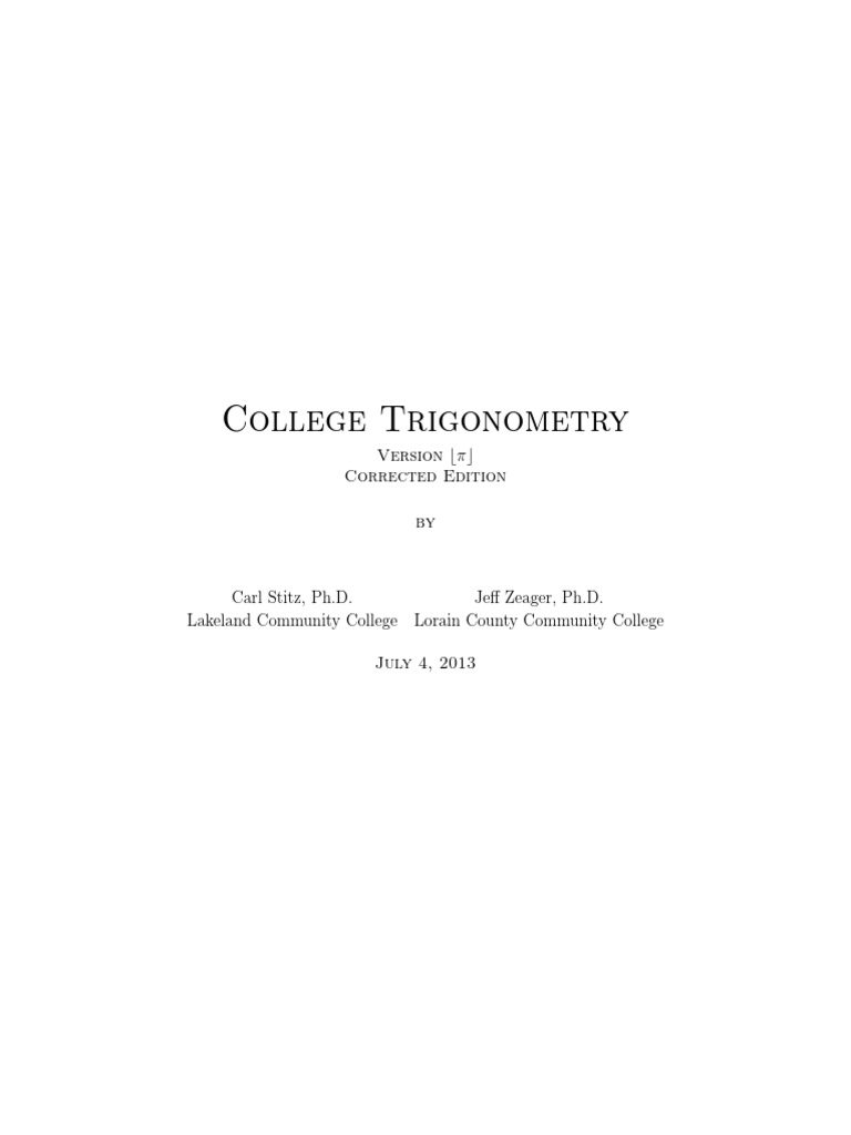 College Trigonometry | PDF | Trigonometric Functions | Angle