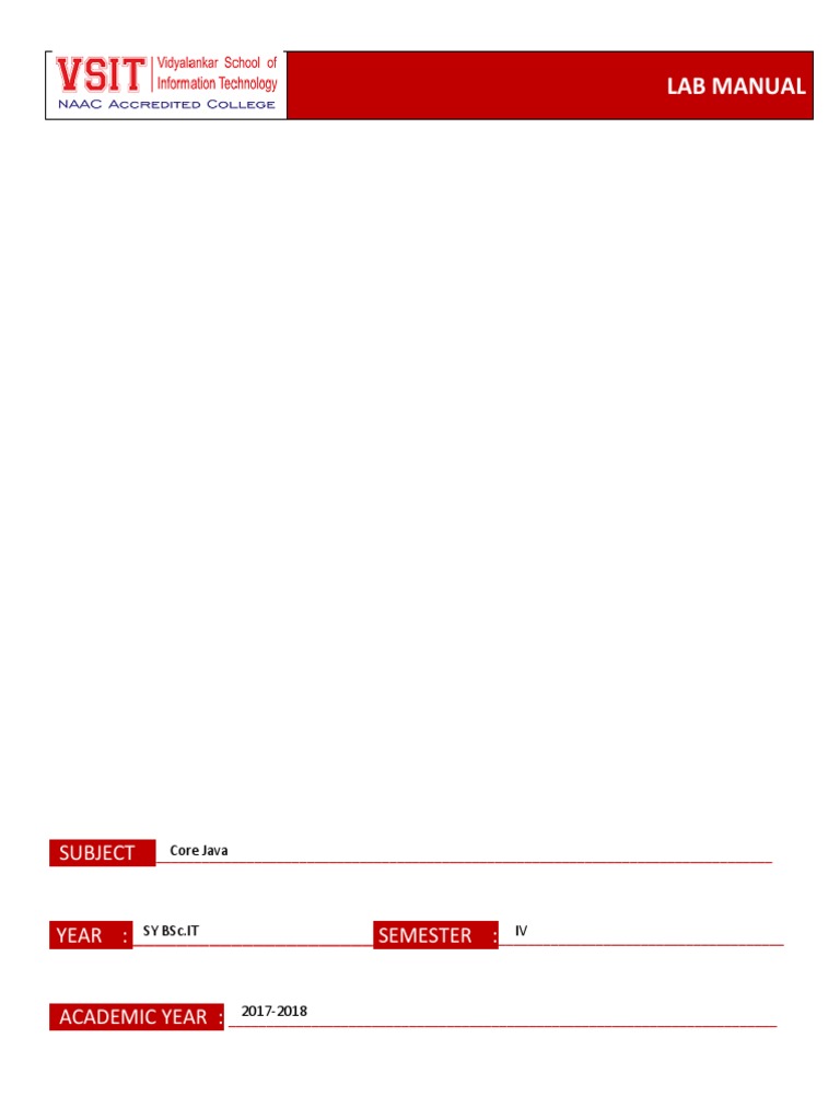 LAB MANUAL Core Java | Download Free PDF | Class (Computer Programming ... LAB MANUAL Core Java | Download Free PDF | Class (Computer Programming ...