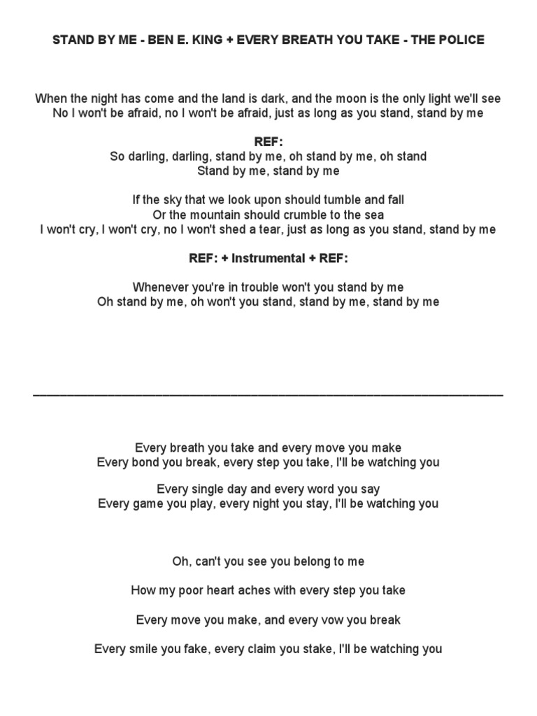 STAND BY ME Lyrics | PDF | Poetry