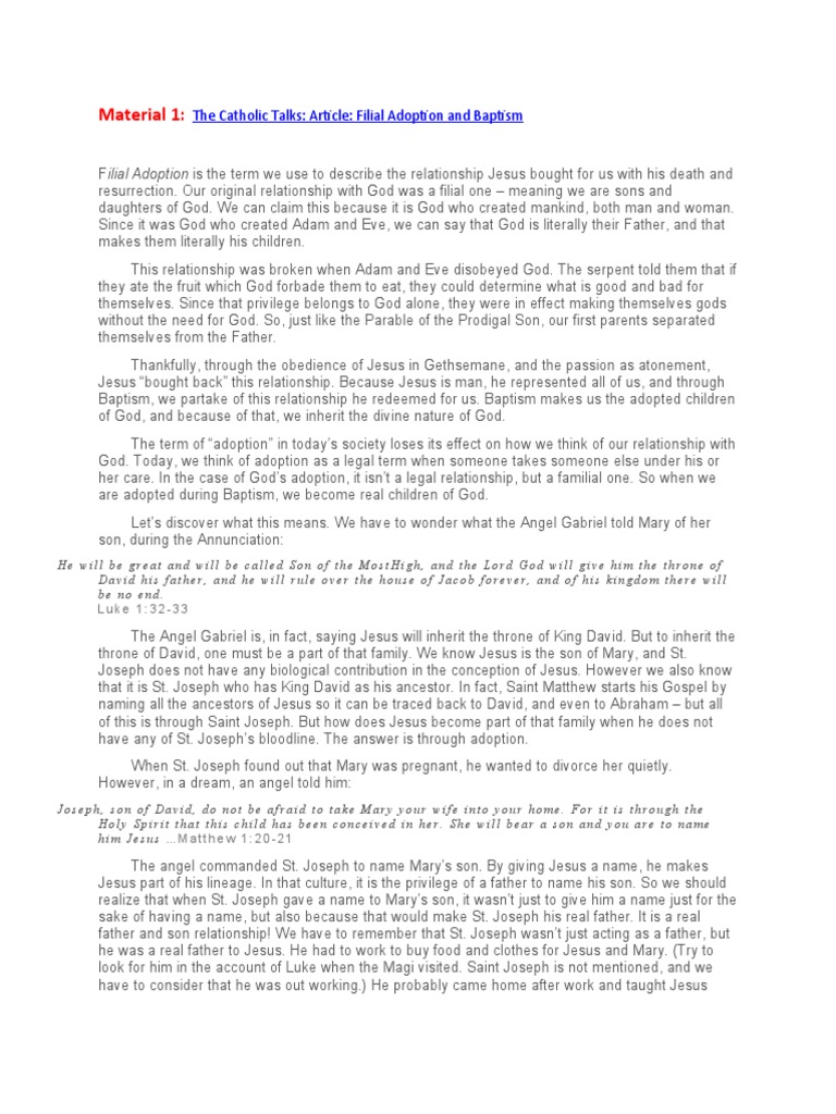 Divine Adoption Through Baptism: Understanding Our Relationship with ...