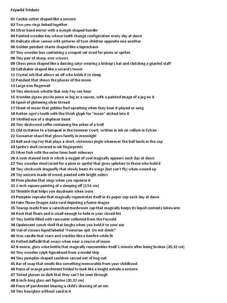 Feywild Trinkets | PDF