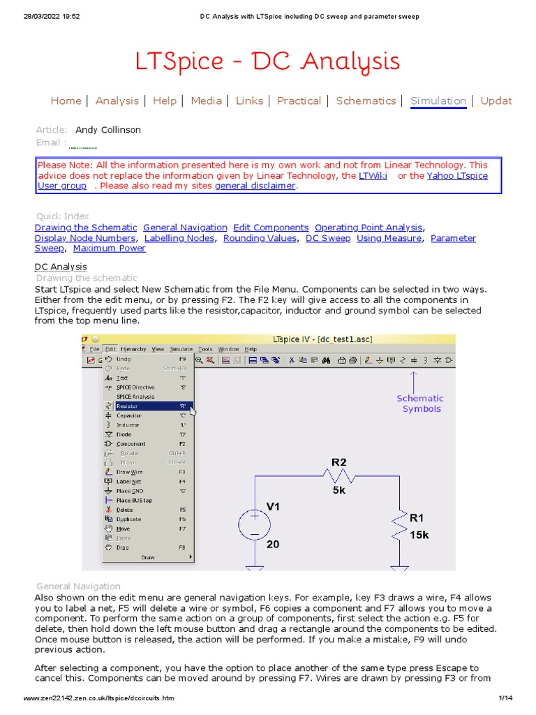 DC Analysis With LTSpice Including DC Sweep and Parameter Sweep | PDF | Spice | Electrical Network