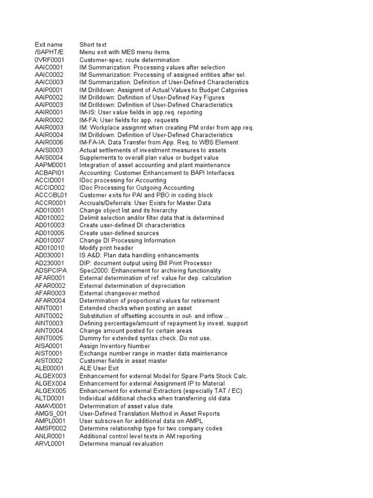 User Exit | PDF | Parameter (Computer Programming) | Menu (Computing)