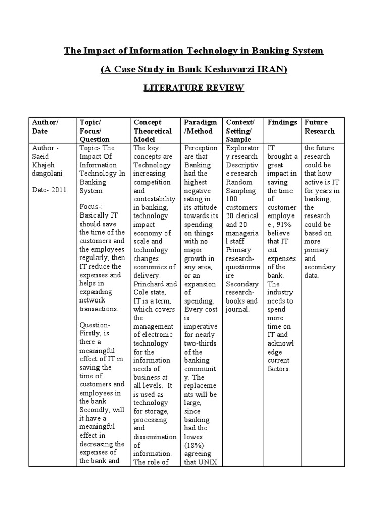 The Impact of Information Technology in Banking System | PDF | Banks ...