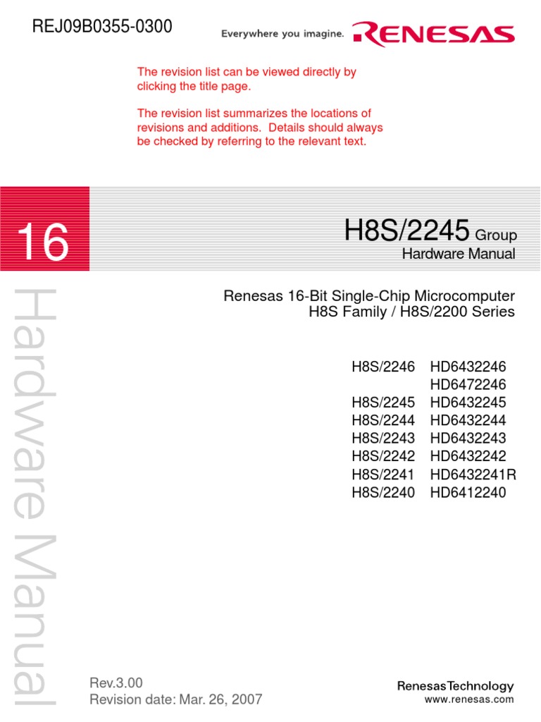 Renesas H8S/2200 Series Hardware Manual | PDF | System On A Chip ...