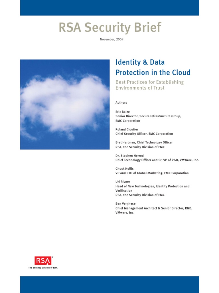 RSA Security Brief: Identity & Data Protection in The Cloud | PDF