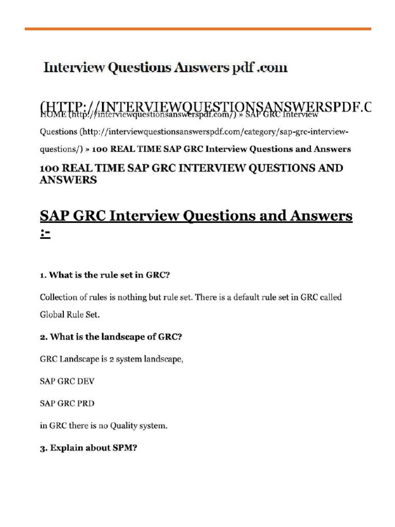 Qdoc - Tips Sap GRC Interview Questions and Answerspdf | PDF