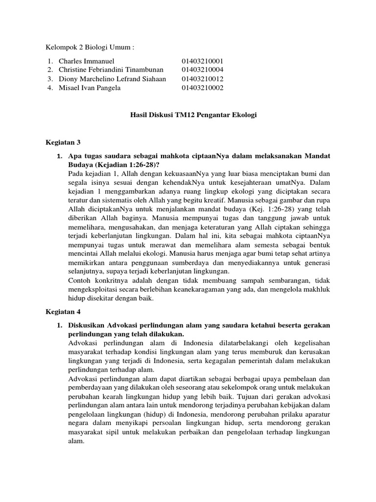 Kelompok 2 - Misael Ivan Pangela - Diskusi TM12 | PDF