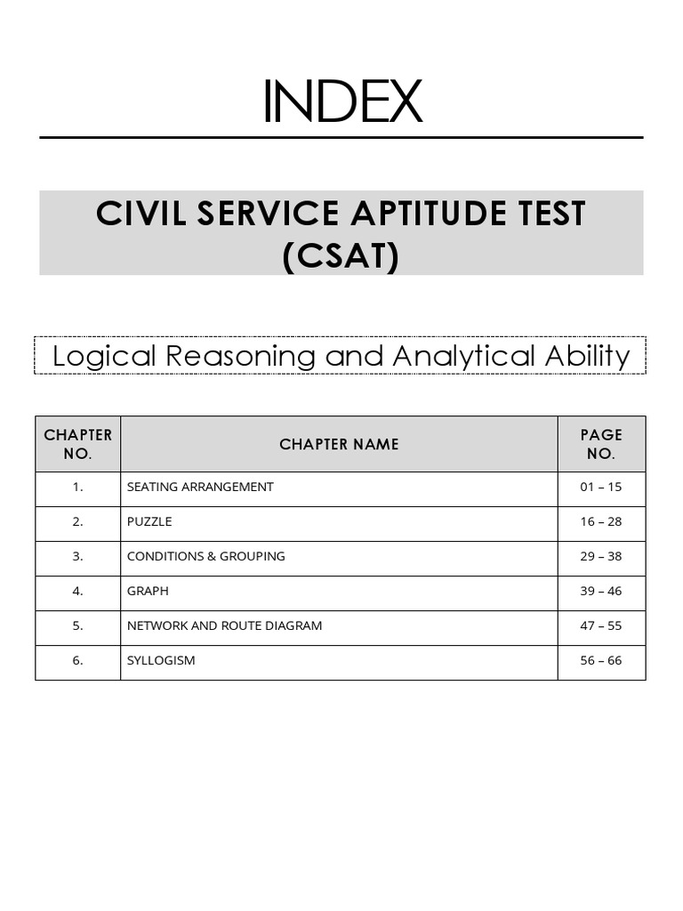 Index: Civil Service Aptitude Test (CSAT) | PDF