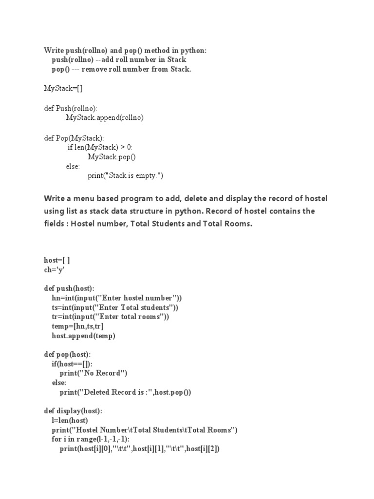 Write A Menu Based Program To Add | PDF
