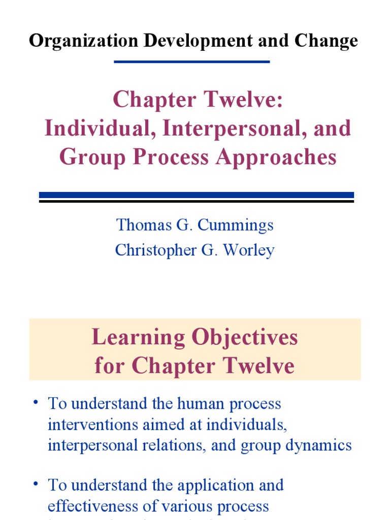 Organization Development and Change: Chapter Twelve: Individual ...