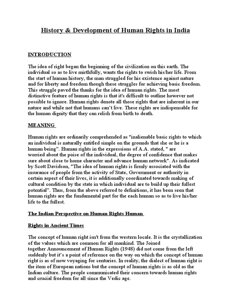 History & Development of Human Rights in India | PDF | Human Rights ...