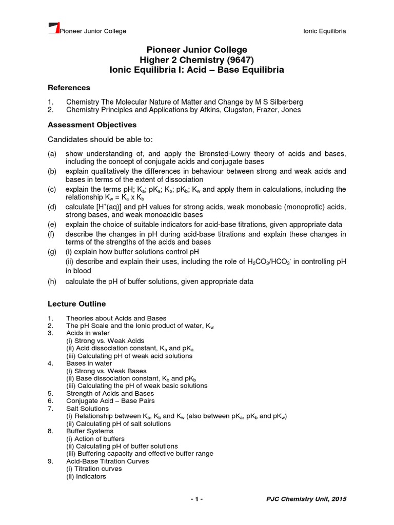 Ionic Equilibria (Part 1) | Download Free PDF | Acid | Ph