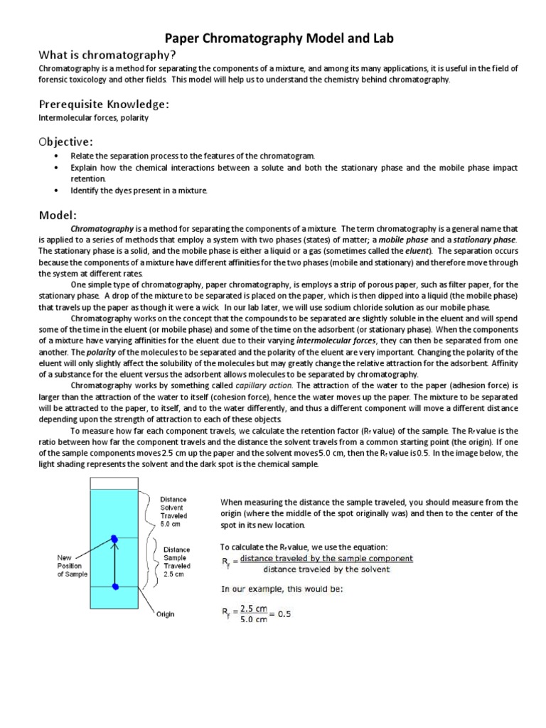 Paper Chromatography Model And Practical Lab Pdf Chromatography Elution