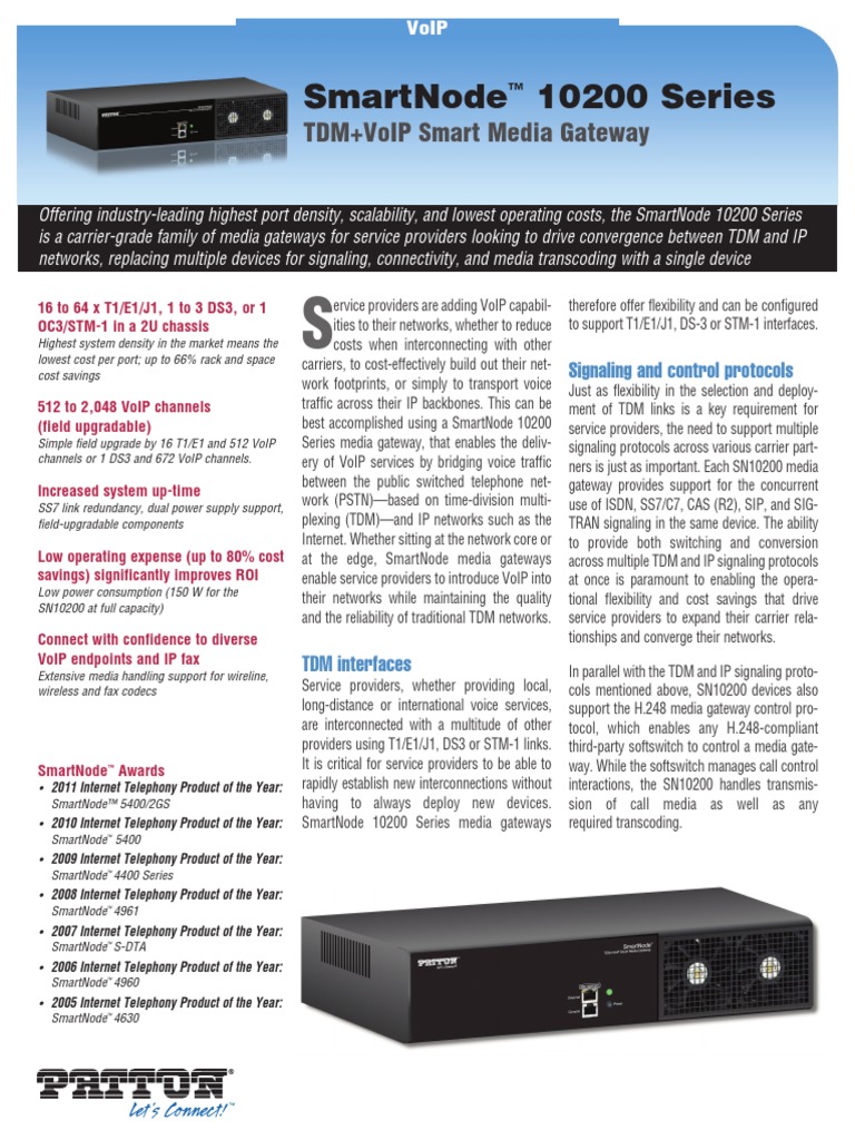 Smartnode 10200 Series: Tdm+Voip Smart Media Gateway | PDF | Voice Over ...